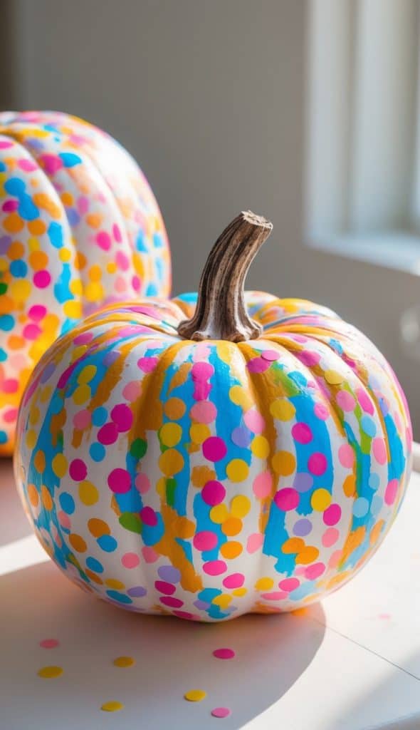 19 Confetti Painted Pumpkin Ideas for a Fun and Colorful Fall - Today Mommy