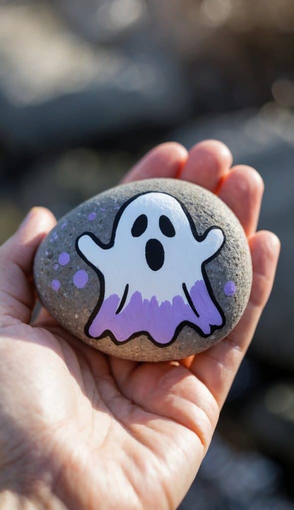 56 Cute Ghost Painted Rock Ideas for Easy Halloween Fun